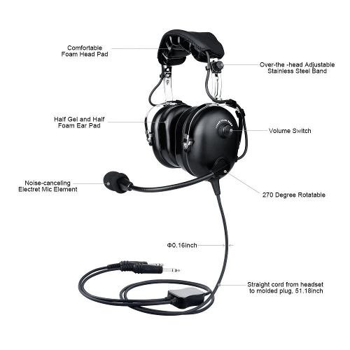 Aviation Headsets For Pilots, Sw Pnr Aviation Headset Ga Plu