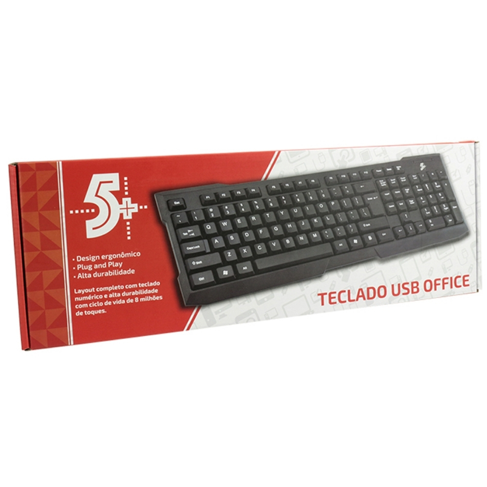 Teclado Usb Office Preto Chipsce 1,3 Metros 110 Teclas