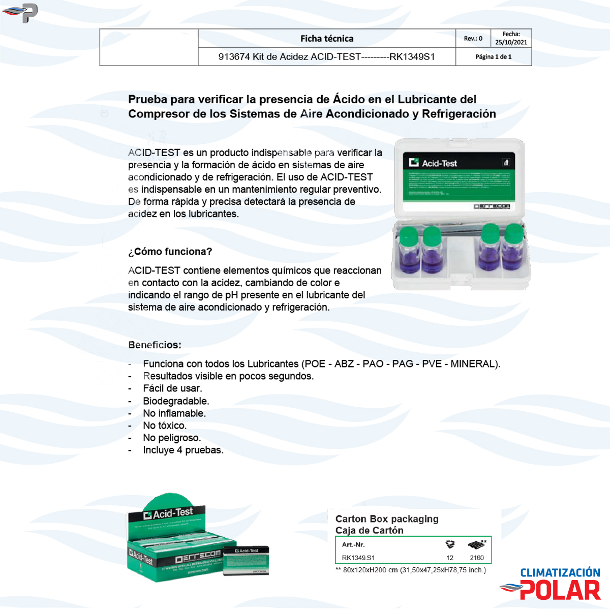 Kit de acidez ERRECOM Acid Test - Climatización Polar