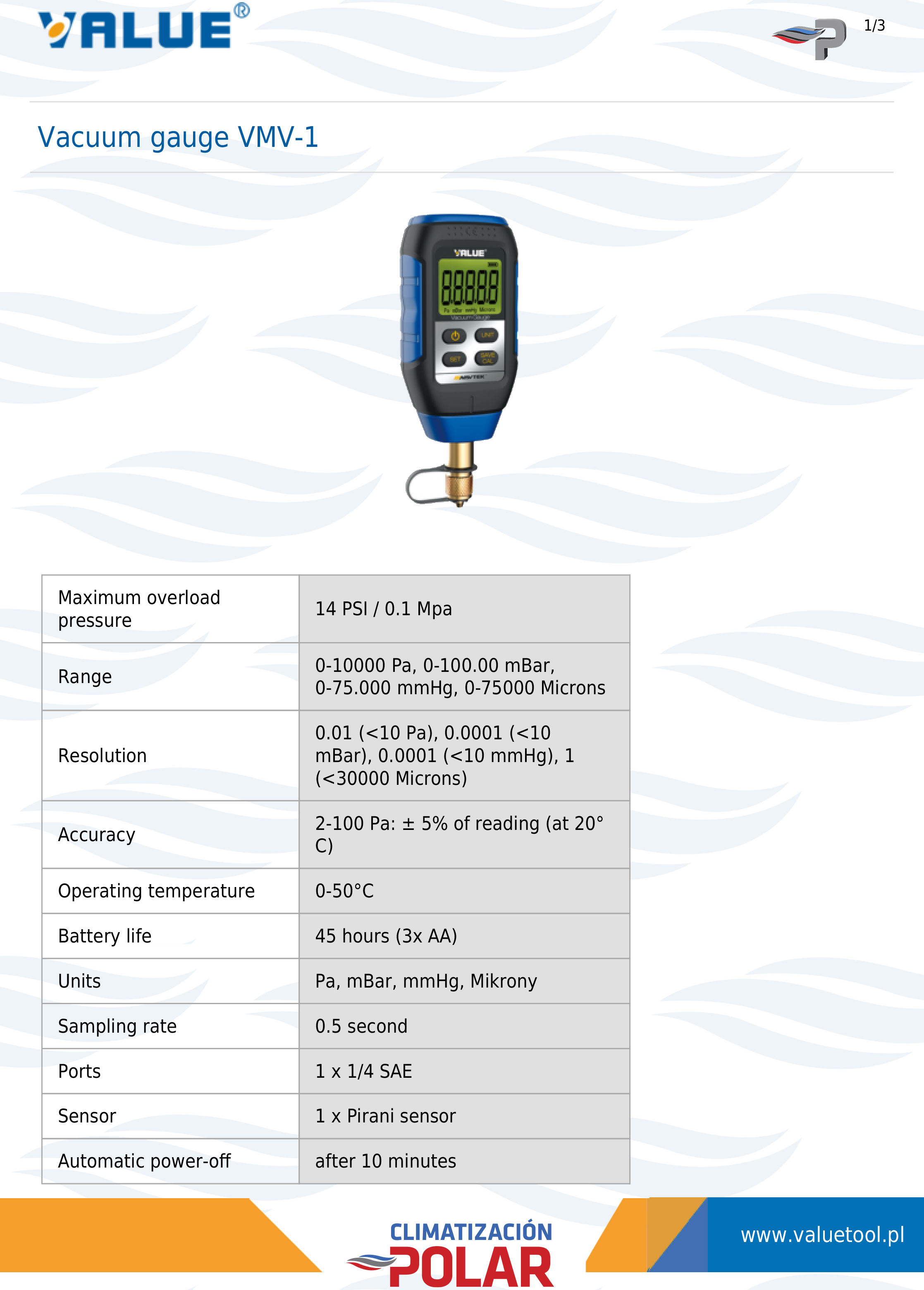 Vacuómetro Digital VALUE VMV-1 para Refrigeración