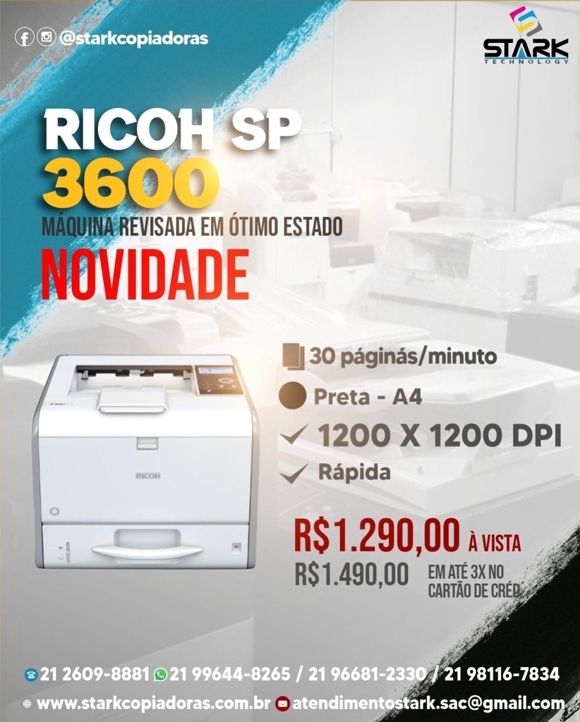 Ricoh sp 3600 - Comprar em Stark Copiadoras