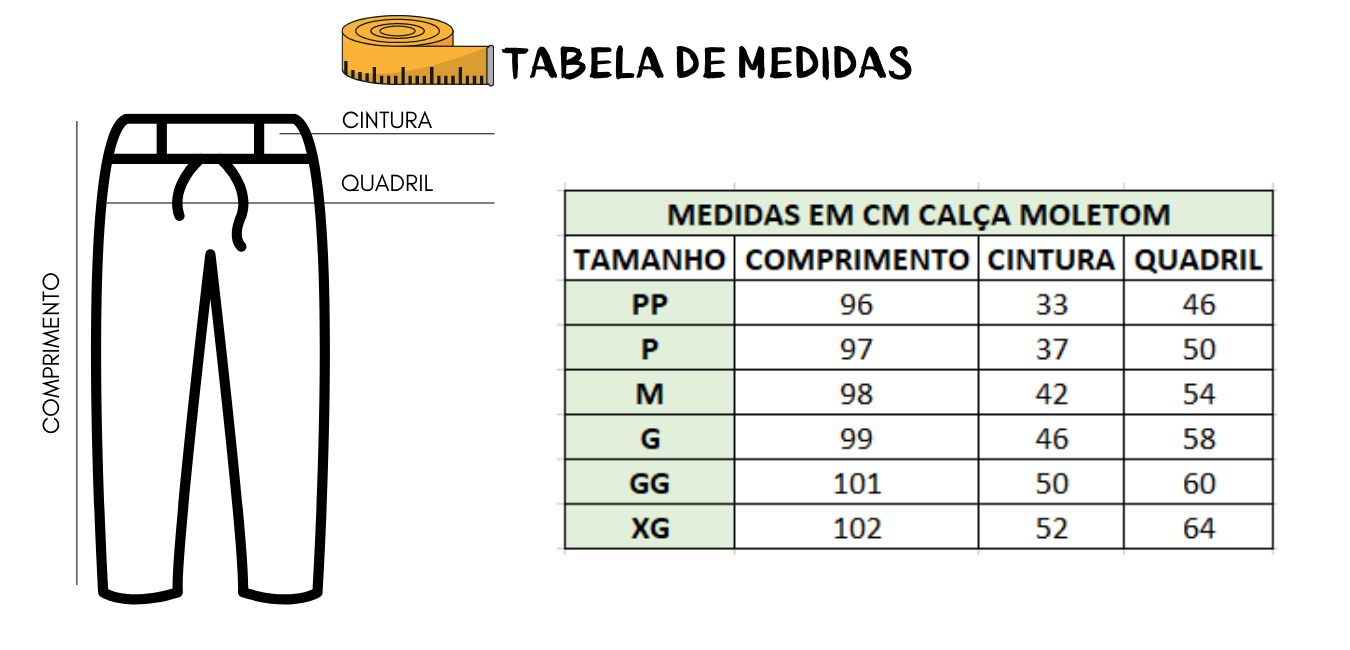 Loja online de SIS.STORE - Guia de medidas