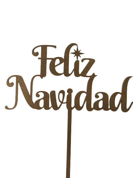 Cake Topper Dorado "Feliz Navidad" - Vix Party