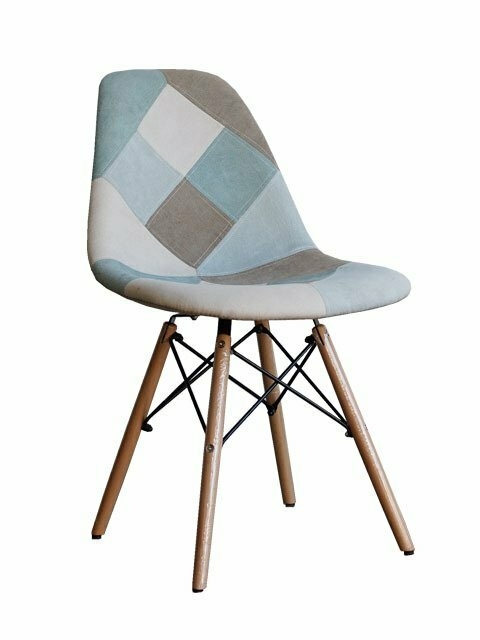 Silla Eames Patchwork Tapizada Base Madera