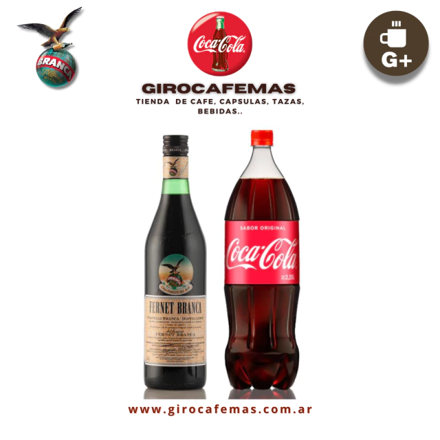 COMBO FERNET BRANCA x 750 ml + 1 COCA COLA x 2.25 lts.