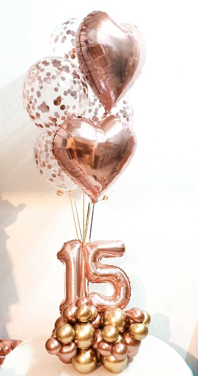 Balloon Bouquet Rose Gold 15 años