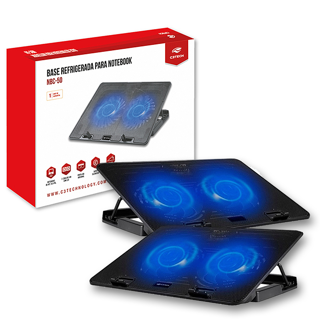 Base Para Notebook C3TECH 15,6P NBC-50BK Preto, C3TECH