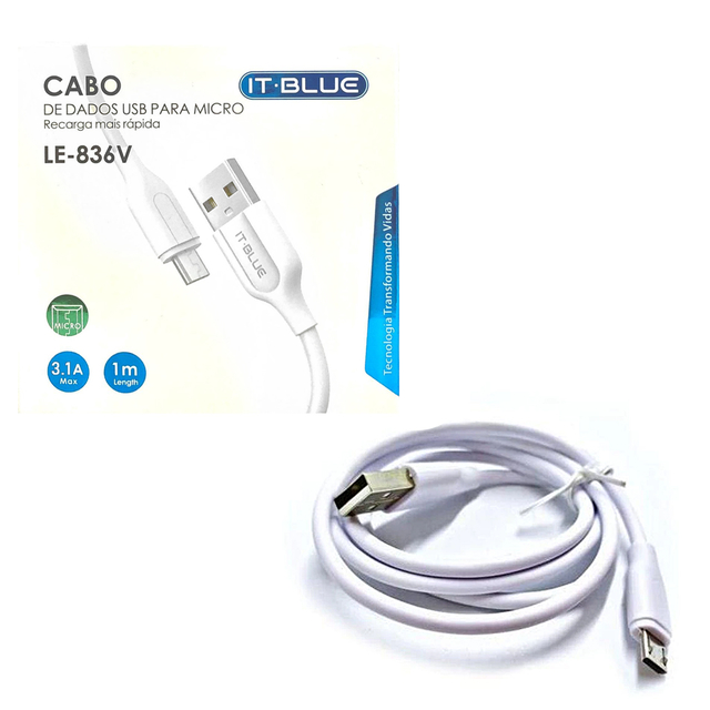 Cabo de Dados USB para Micro LE-836V 3.1A, IT BLUE