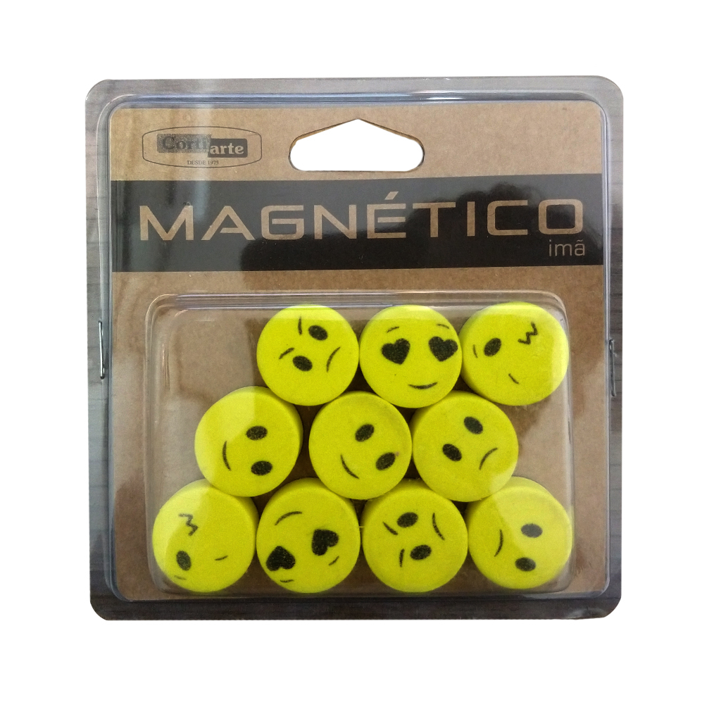 Imã Magnético Emoji Carinhas Conjunto de 10 Peças 2 cm, CORTIARTE