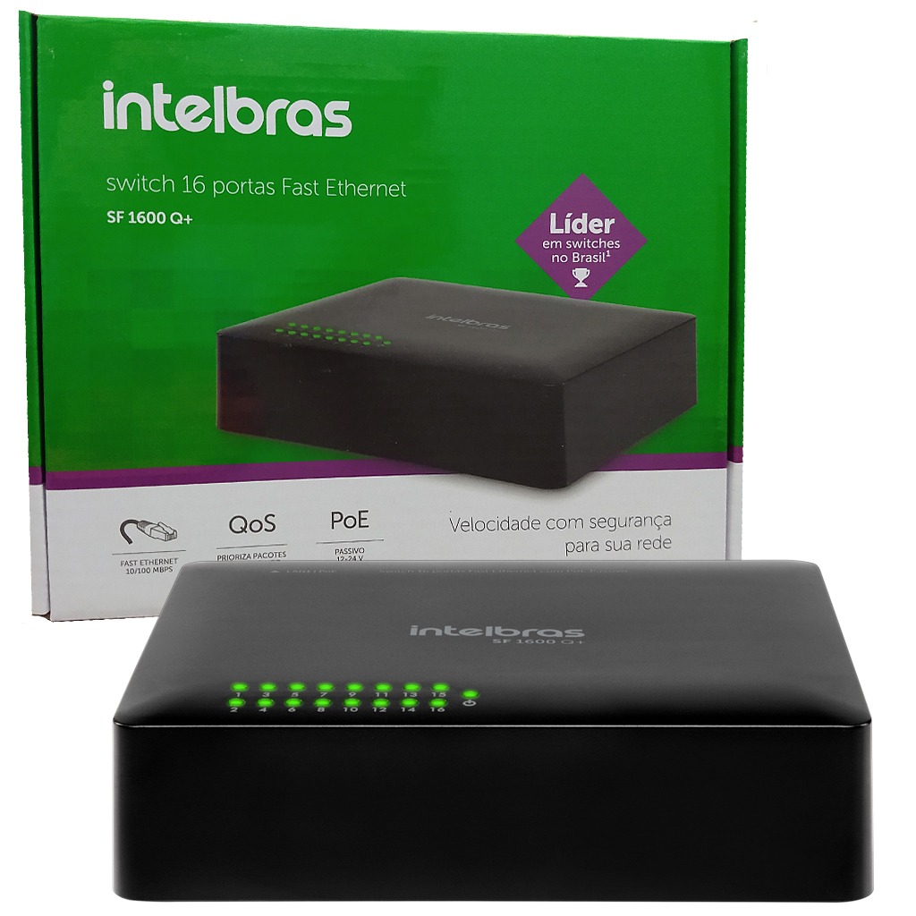 Switch 16 Portas Fast Ethernet SF-1600 Q+, INTELBRAS
