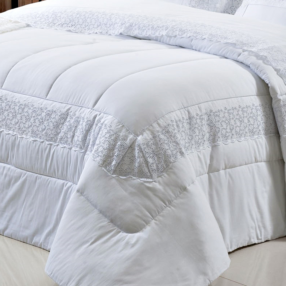 Jogo de Edredom King no fio egípcio 300 fios - edredom branco com ...