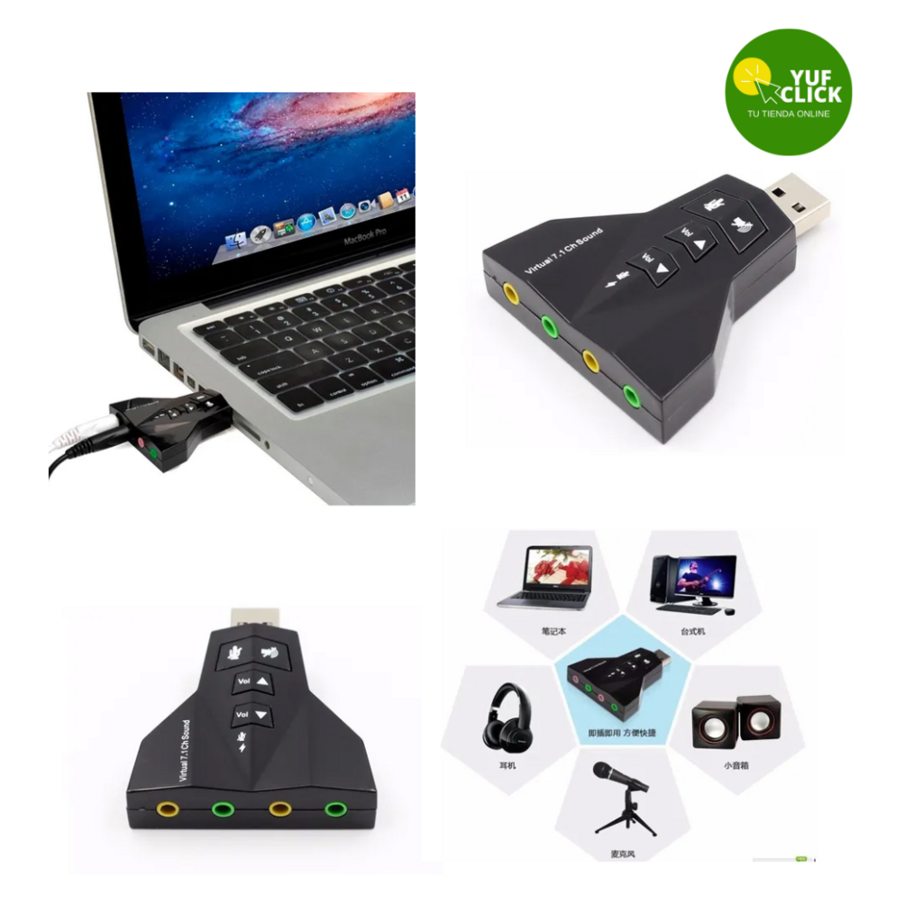 Placa De Audio Sonido Usb Externa Doble Salidas 7.1 Dj Pc