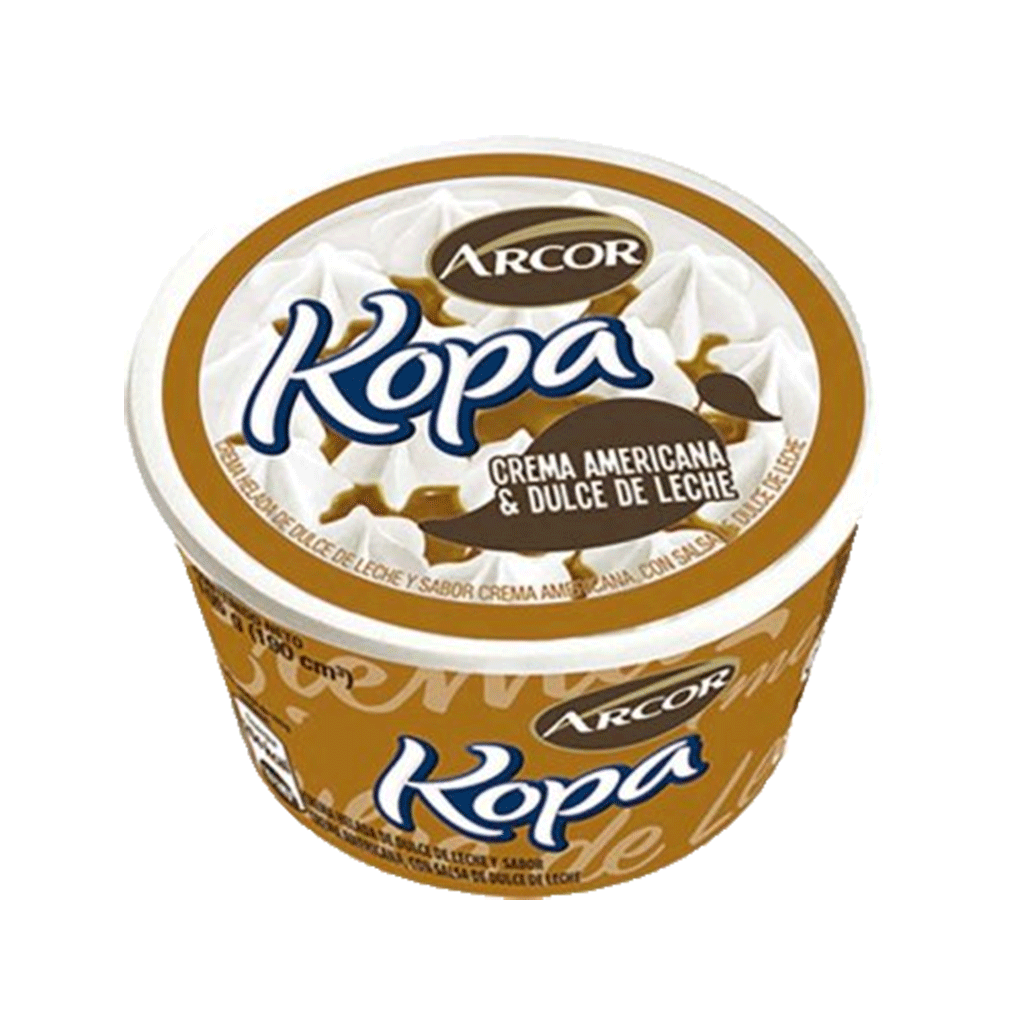 Arcor Kopa Helado Sabor Crema Americana y Dulce de Leche