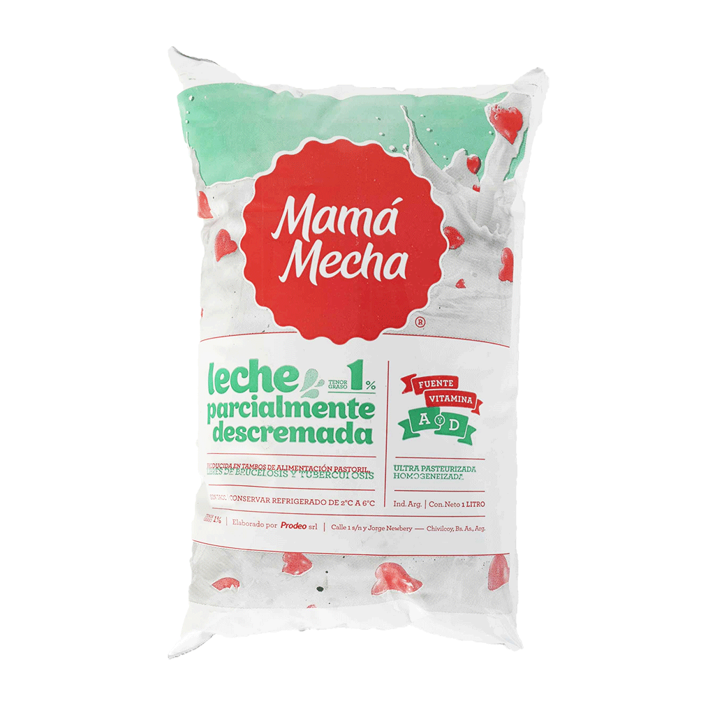 Mama Mecha Leche Descremada en Sachet 1 Litro - B&B