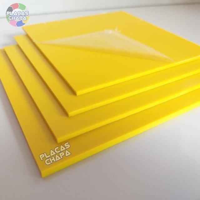 Placa PS Poliestireno Amarelo 3mm