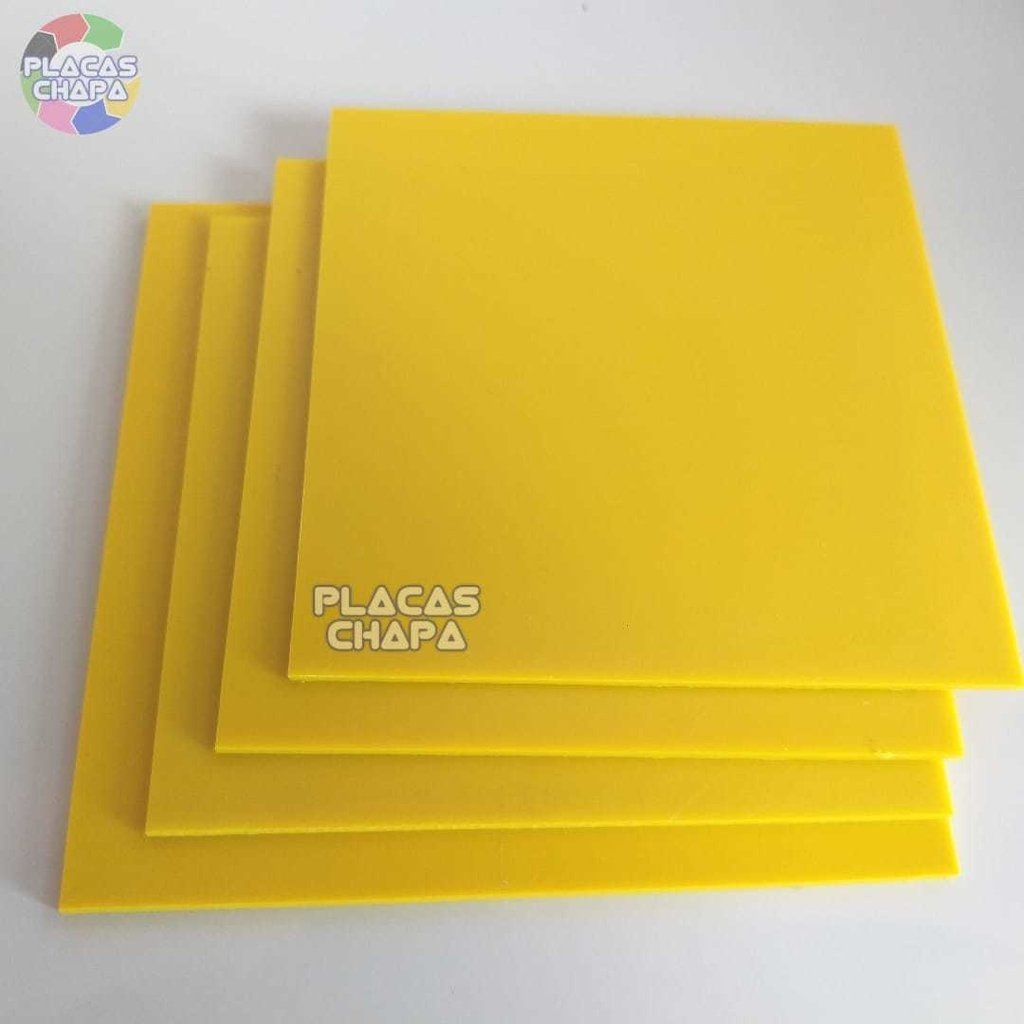Placa PS Poliestireno Amarelo 3mm