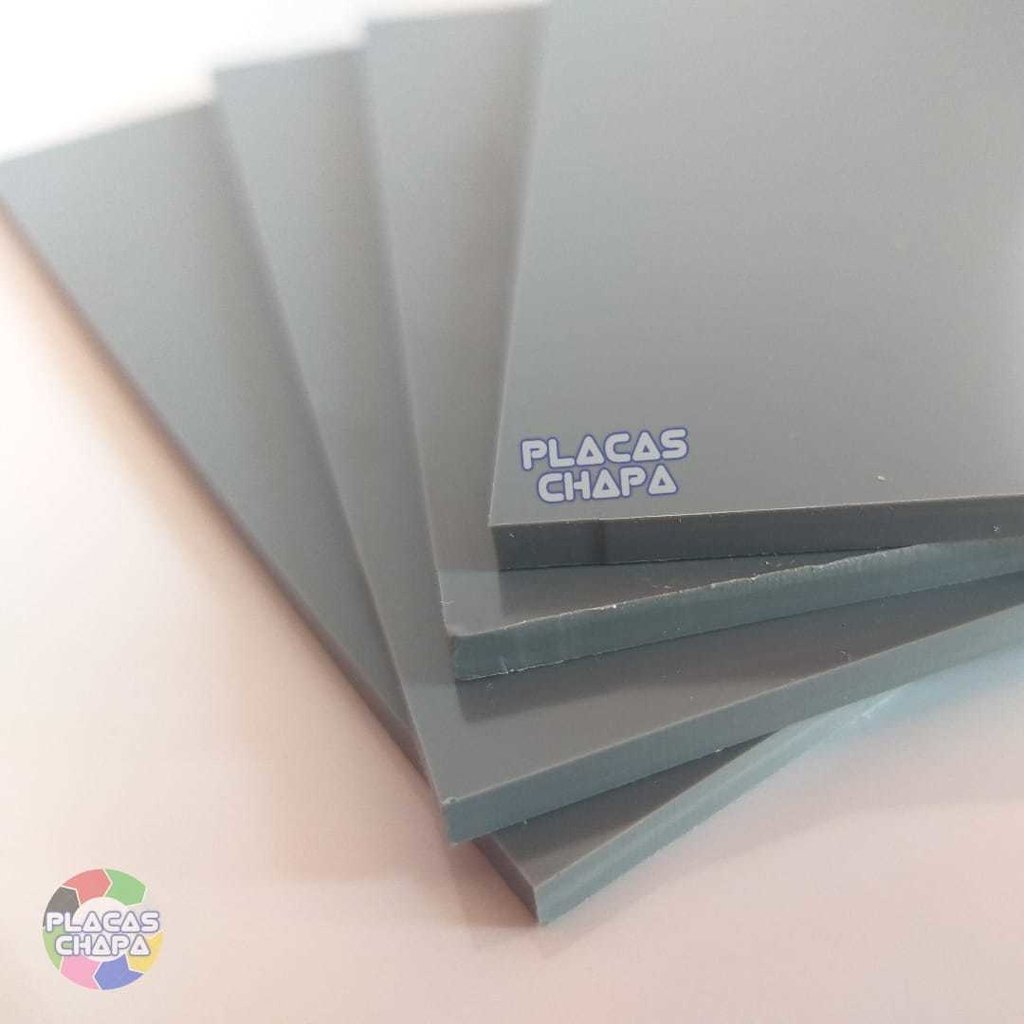 Placa PS Poliestireno Cinza 3mm