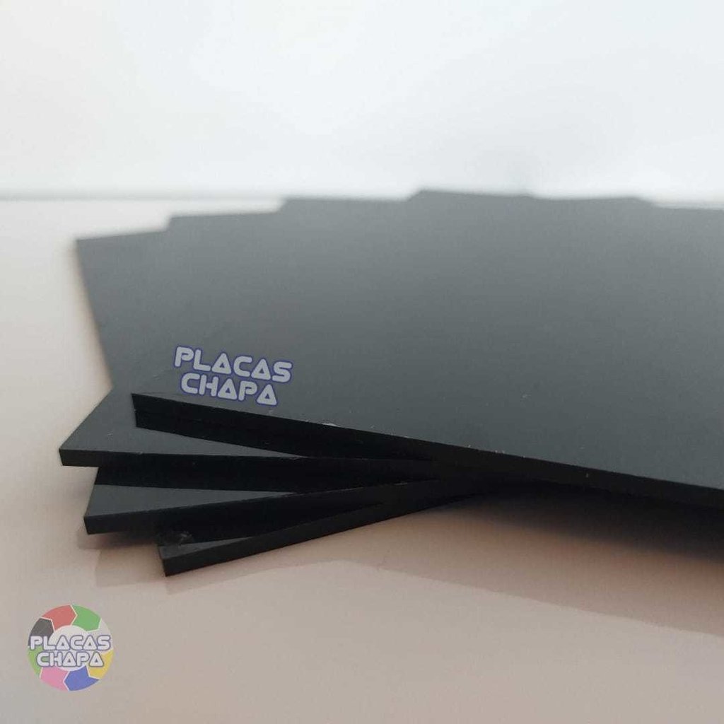 Placa PS Poliestireno Preto 3mm