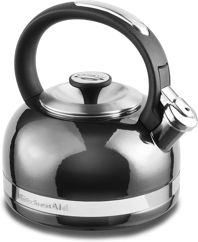 Pava tetera Kitchenaid con esmalte de porcelana Mango inoxidable 2lts NEGRO