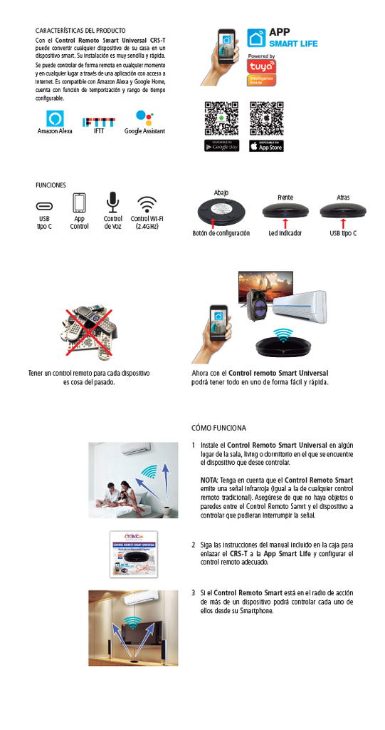 Control remoto Smart Life para receptor WIFI