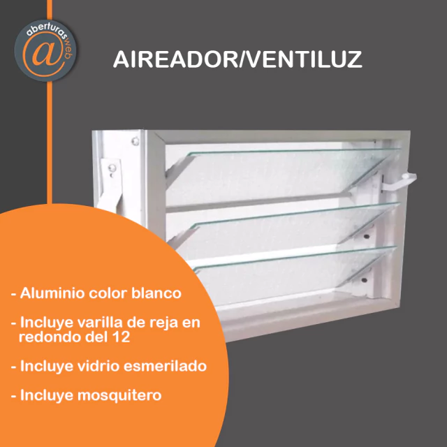 Aireador / Ventiluz Aluminio blanco 60 x 36