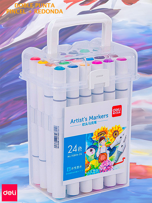 Marcadores DOBLE PUNTA BRUSHx 24 - DELI - Pensel Store