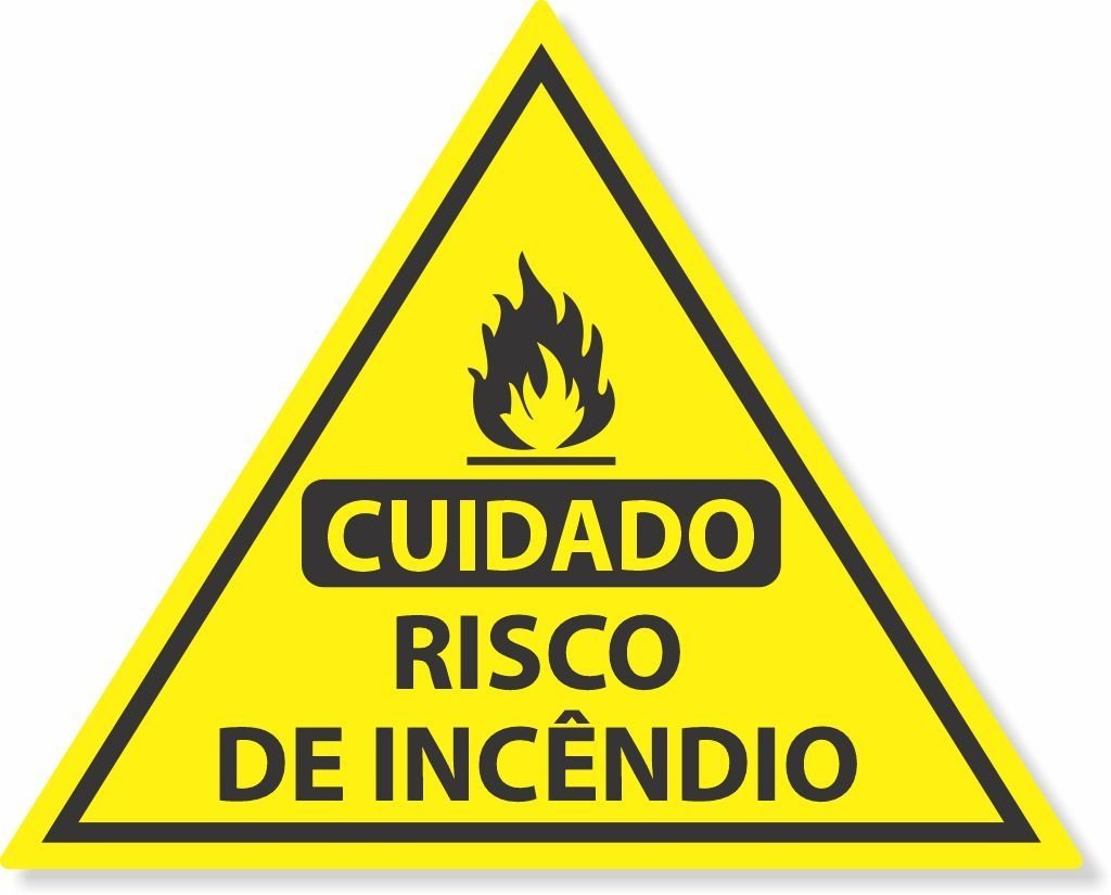 Placa cuidado risco de incêndio