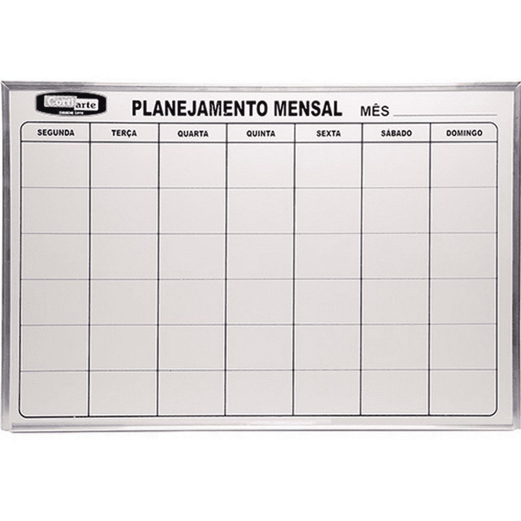 Quadro Branco Planejamento Mensal 90X60 - Corti Arte