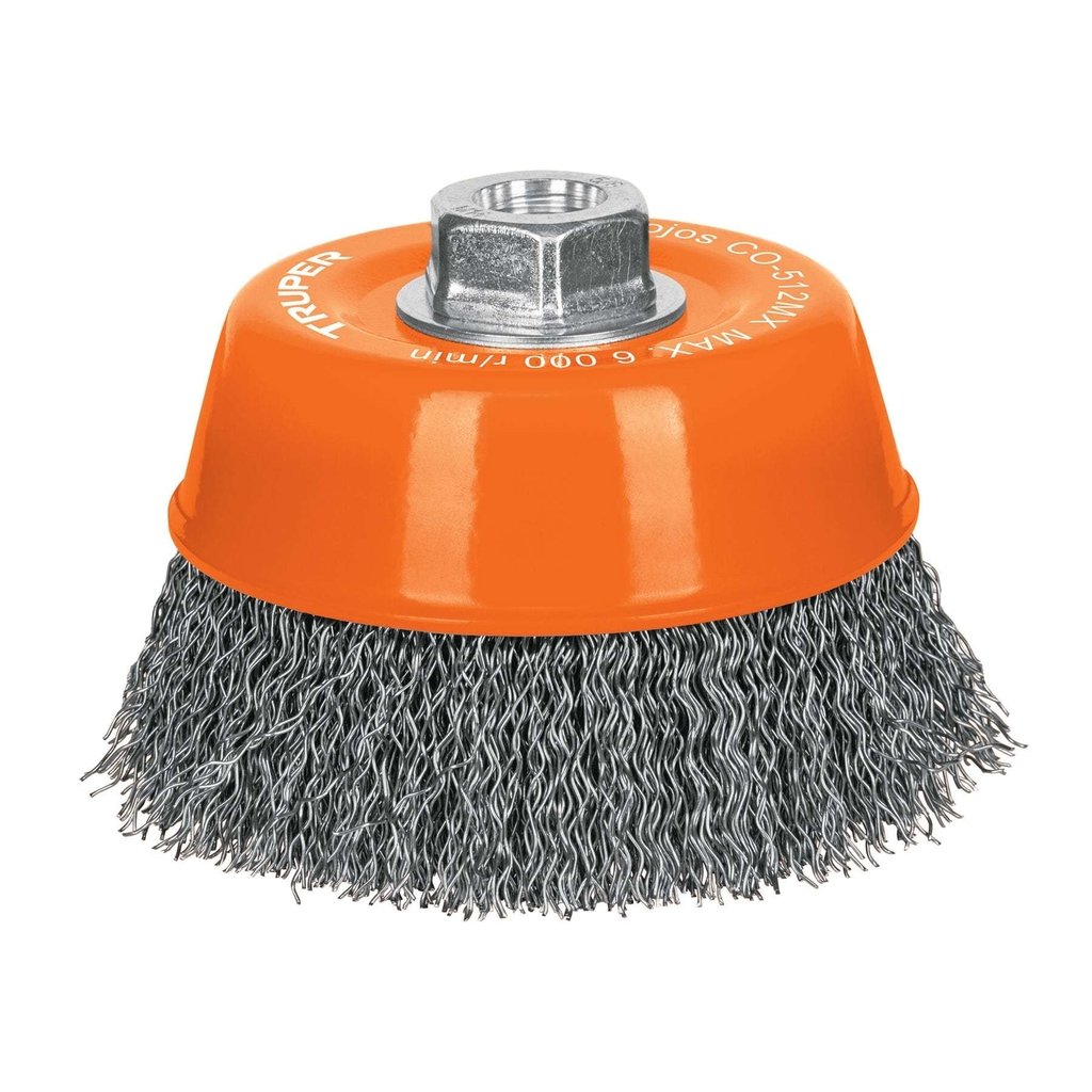 Carda de copa, alambre ondulado grueso, 5", M14" mm p/esmeril