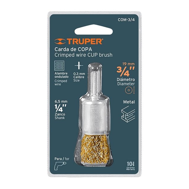 Carda de copa, alambre grueso, 3/4" para taladro