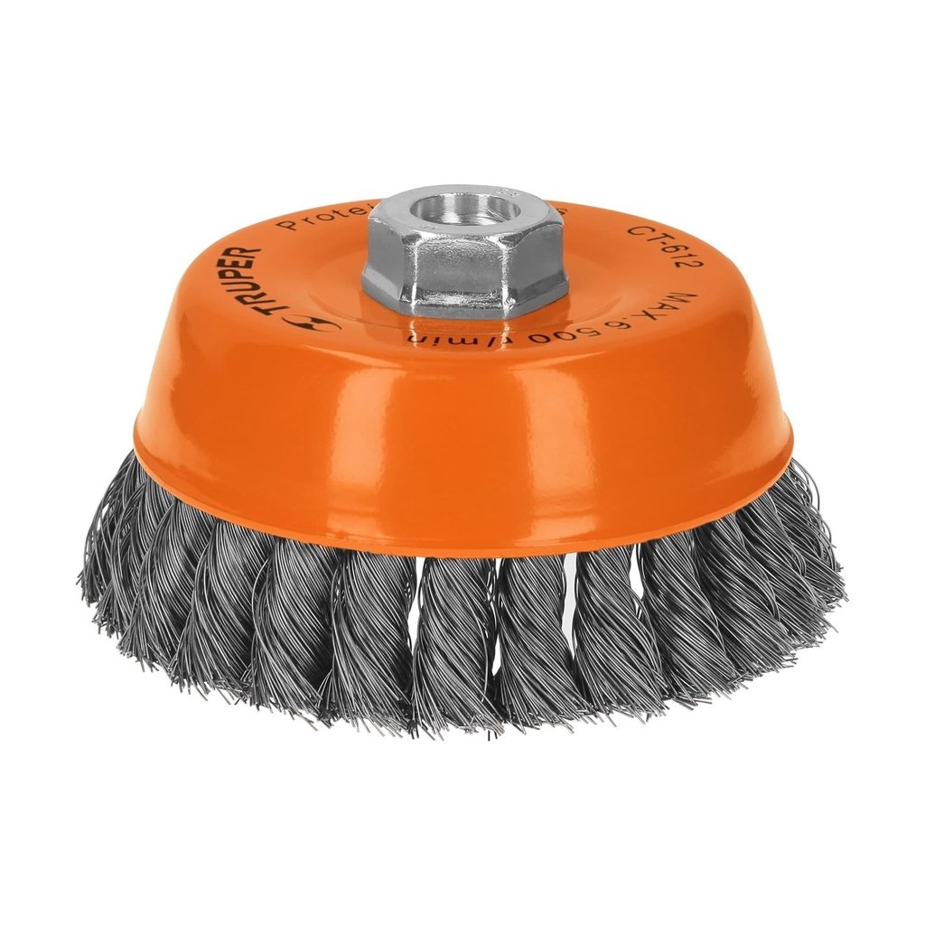 Carda de copa, alambre trenzado grueso, 5" para esmeril