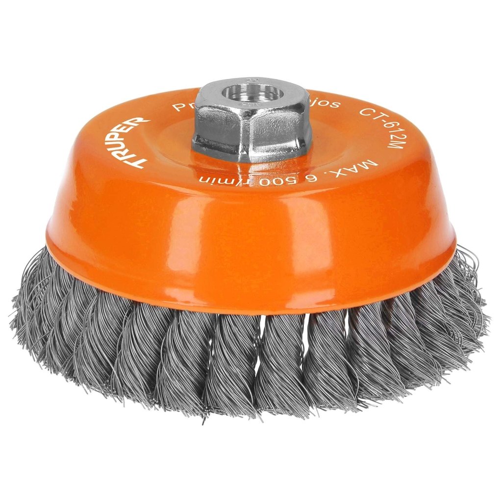 Carda copa, alambre trenzado fino, 5", milimétrica p/esmeril