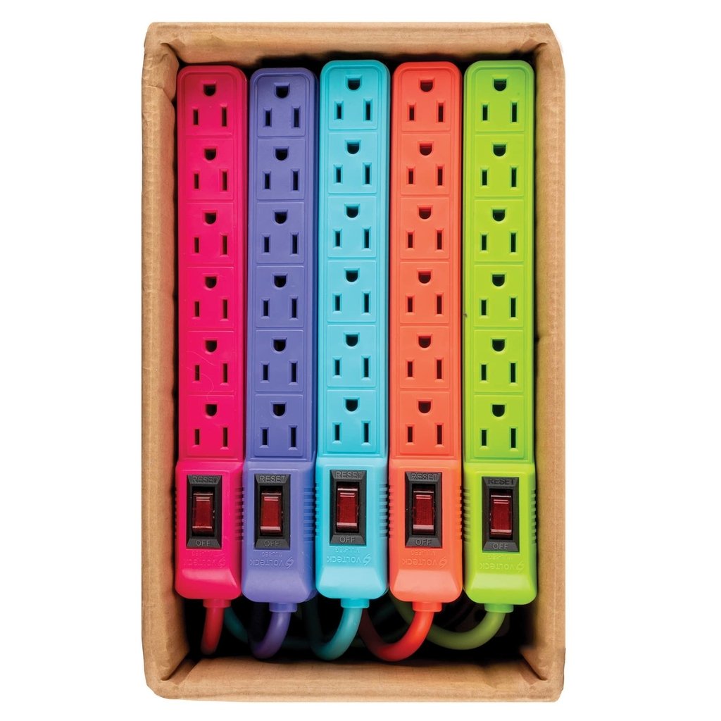 Multicontacto económico, 6 entradas, 16 AWG, colores a granel Volteck