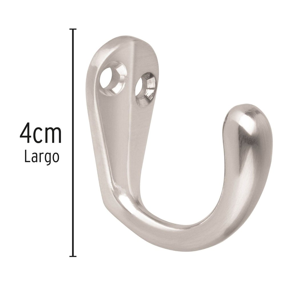 Gancho sencillo tipo perchero, níquel satinado
