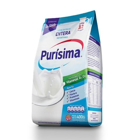 Leche En Polvo Purisima 400 gr Entera Pouche
