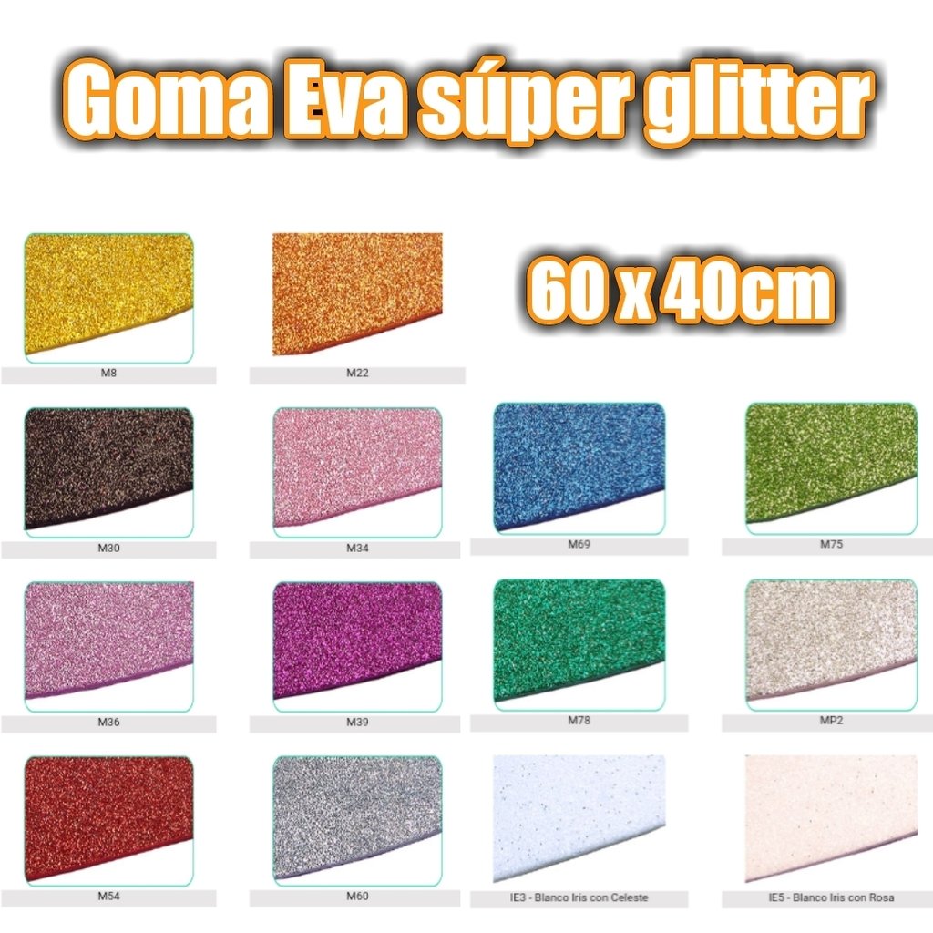 Goma eva super glitter Artística Las Perlas