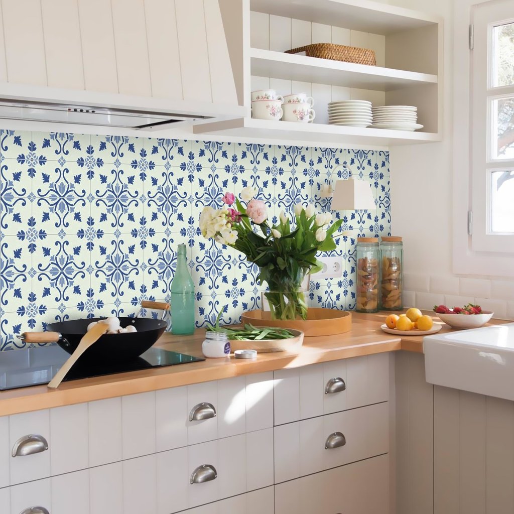 Vinilo azulejo roma azul