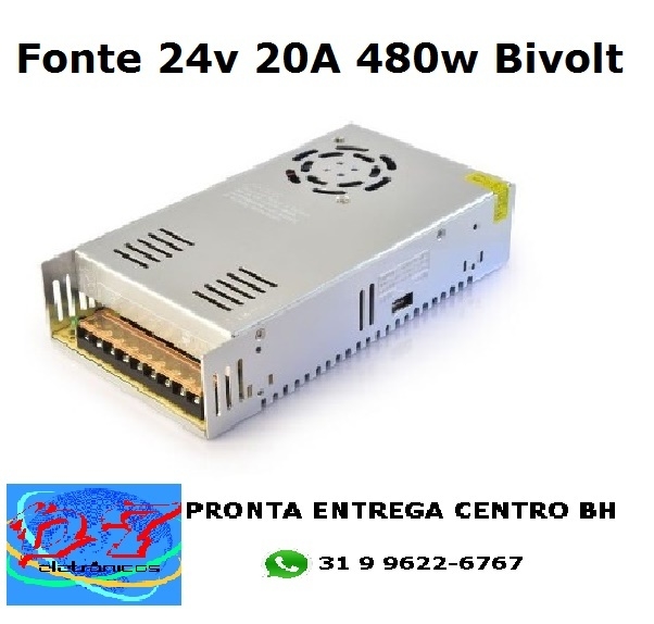 Fonte Chaveada 24v 20a 500w Bivolt Automático Automação Industrial ...