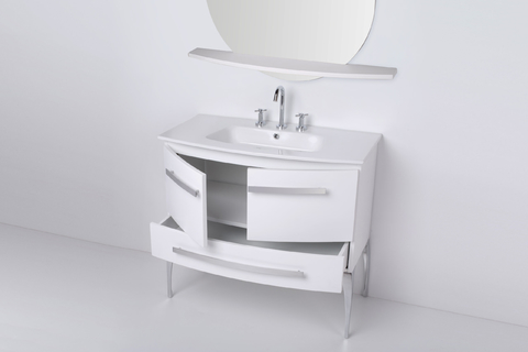 Vanitory Mueble Baño Campi Rondo 90 Blanco C/ Mesada Loza 3 Orificios