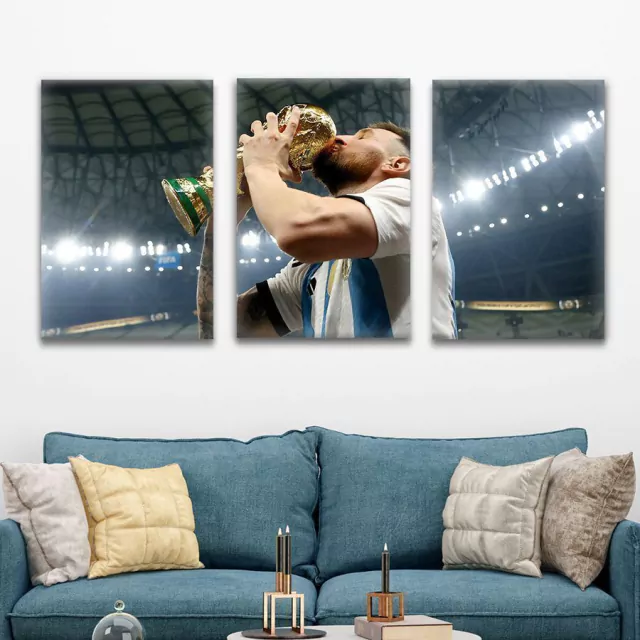 Cuadro Tríptico Messi Mundial - Jake Música y Diseño