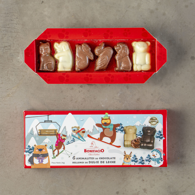 Caja de animalitos de chocolate rellenos