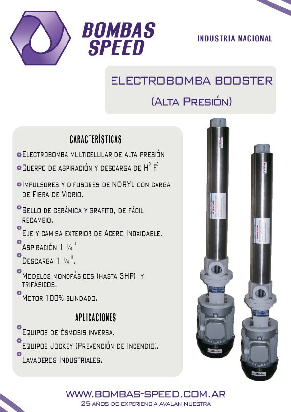 ELECTROBOMBA BOOSTER (Alta Presión) - Bombas Speed