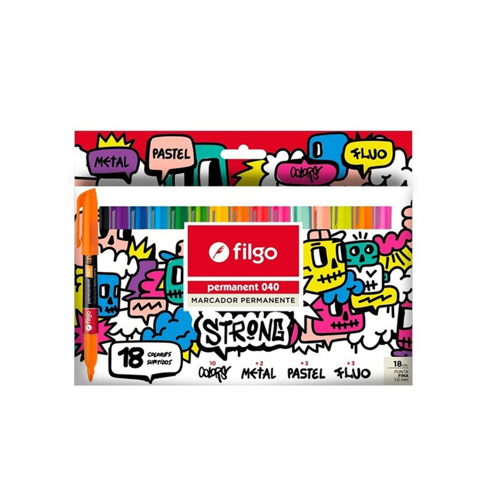 Marcador Permanente Filgo Strong 040 X 18 Colores