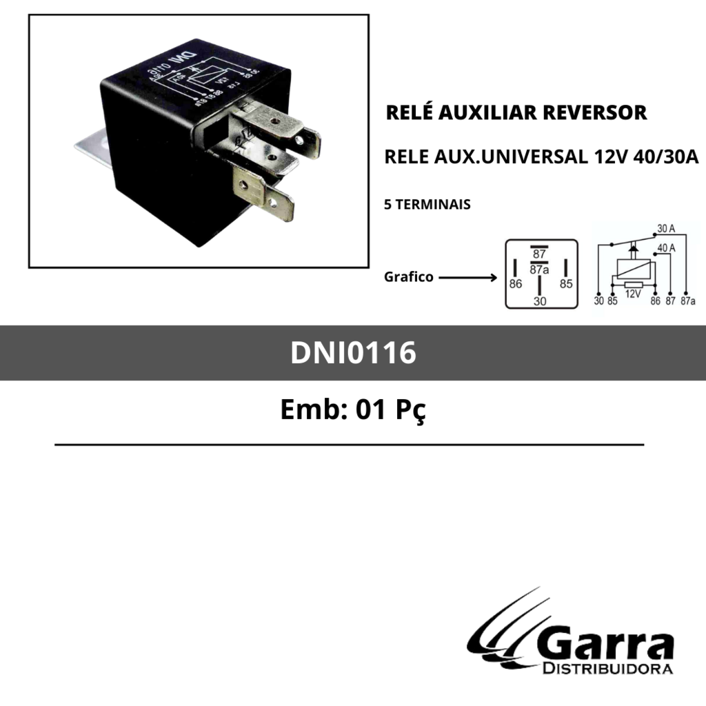 DNI0116 RELE AUXILIAR UNIVERSAL 12V