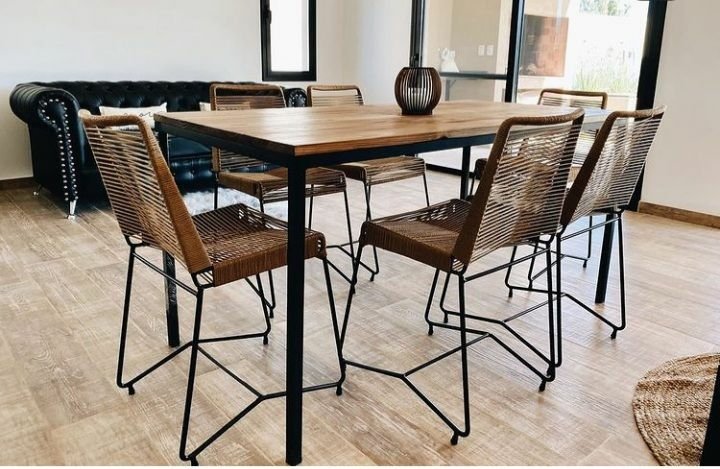 Mesa hierro y madera + 6 Sillas Tulum