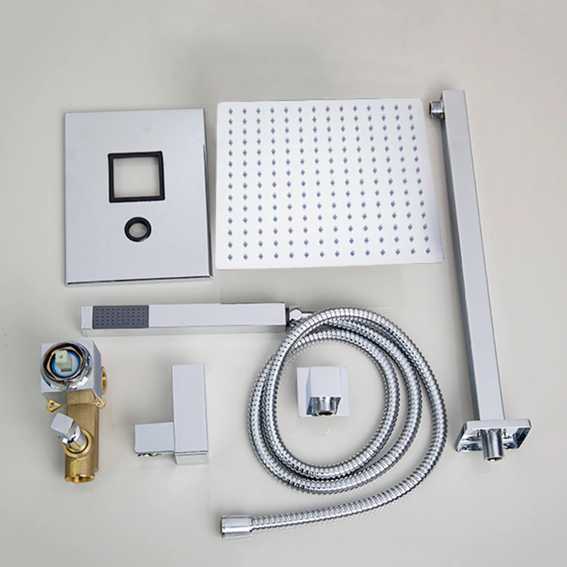 Kit De Regadera Cuadrada Con Mezclador y Ducha De Mano