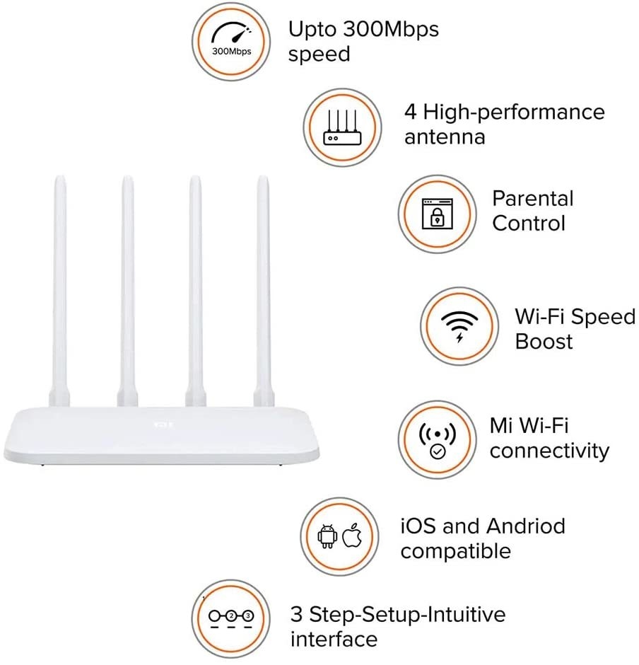 Roteador Xiaomi Mi Router 4c 300 Mbps Branco - FGM Shop