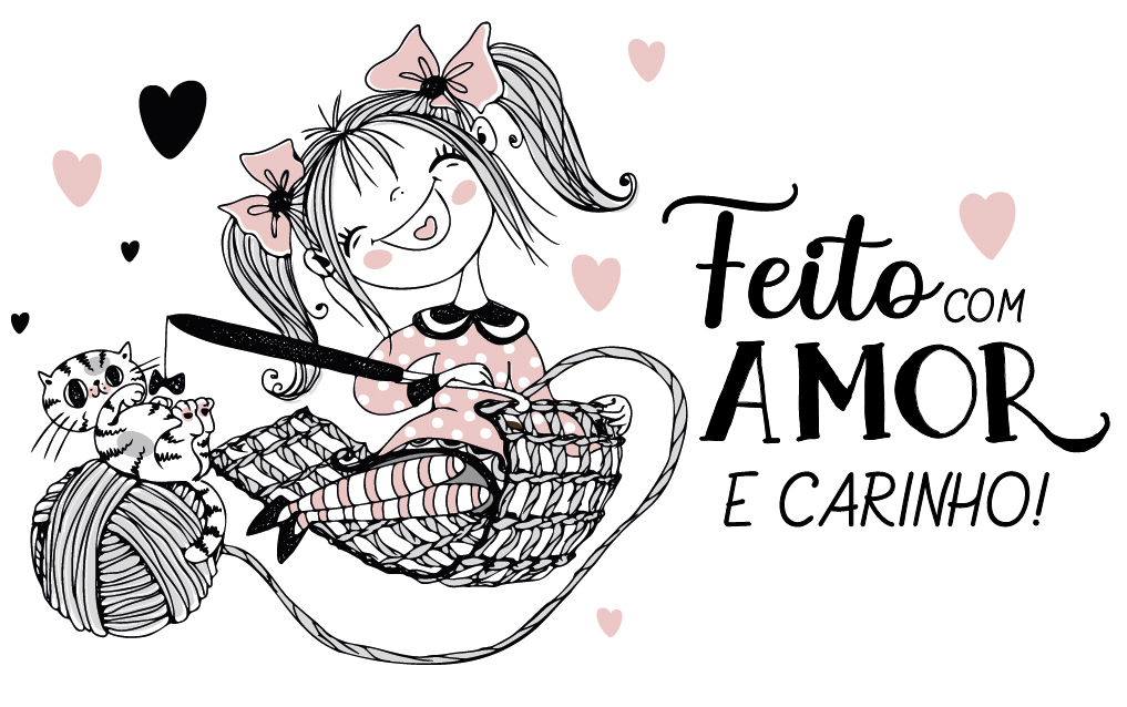 CARTÃO - FEITO COM AMOR E CARINHO - CROCHÊ