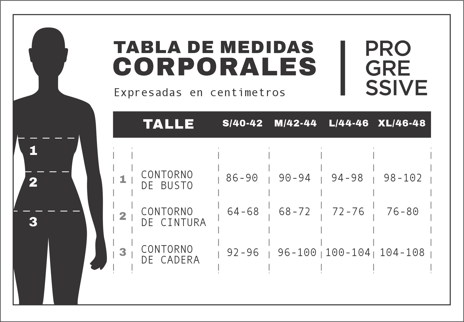 Tienda Online de PROGRESSIVE - Tablas de talle