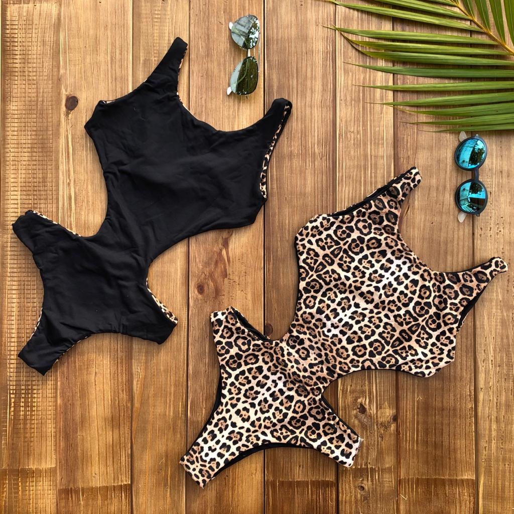 Body Diamante | Onça Tradicional e Preto (Dupla Face)
